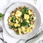 Brown Rice and Egg Breakfast Bowl with Spinach | The Butter Half